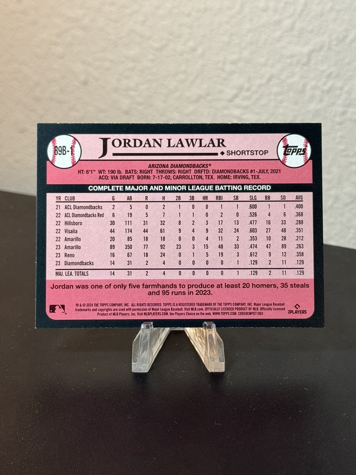 2024 Topps - #89B-1 Jordan Lawlar 35th Ann Rookie Card (RC) Arizona ...