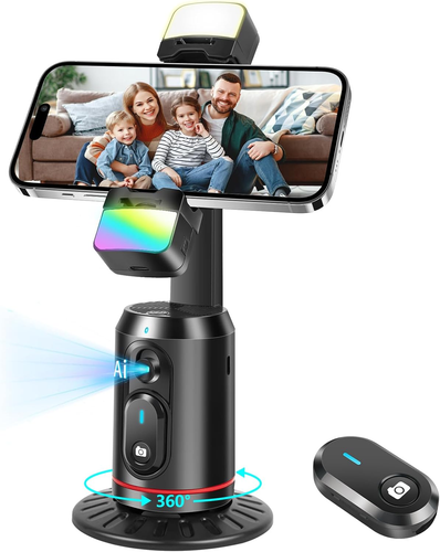 Automatic Face Tracking Tripod 360 Rotating Smart Camera Stand LED Fill ...