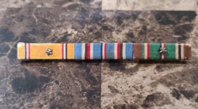 American Defense, American Campaign & EAME. Ribbon Bars with 2 Combat ...