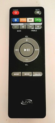 iLive ITB474B Bluetooth Soundbar Remote | Black | Genuine | OEM | China