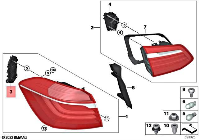Genuine BMW F45 216d 216i 218d Bulb holder Rear light side wall ...