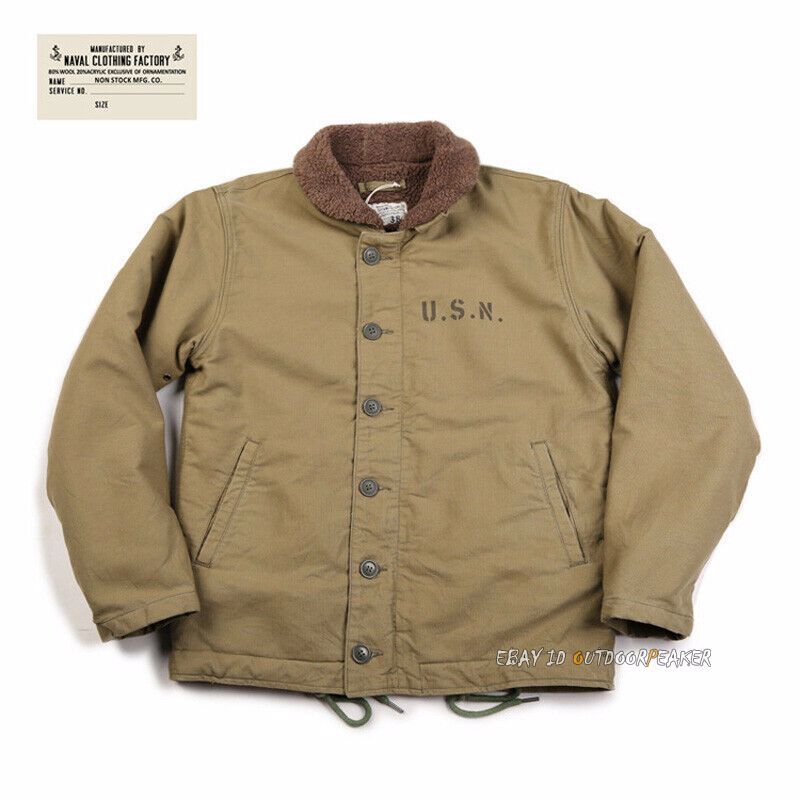NON STOCK US Navy N-1 Men's Deck Jacket Winter Warm Heavyweight Cotton ...