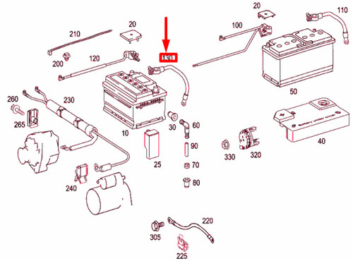MB SL R230 STARTING MOTOR BATTERY GROUND LINE LHD A220540023198 NO DUTY ...