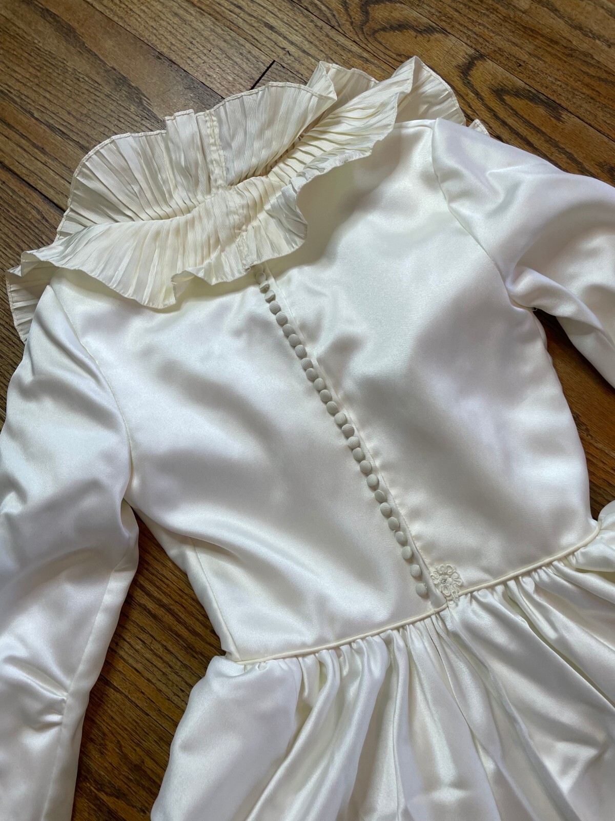 Vintage 70s 80s USA Michele Piccione Modest Ivory Victorian Ruffle ...