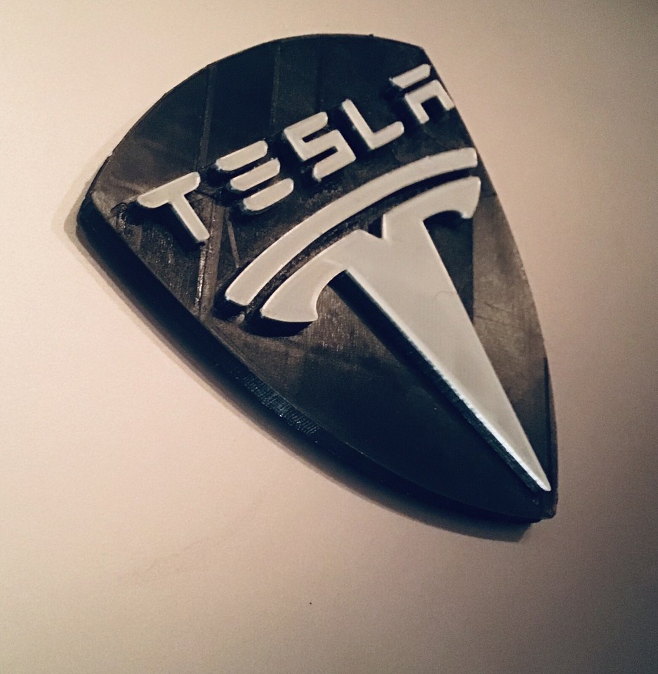 Tesla 3d Printed Logo Black Silver | eBay