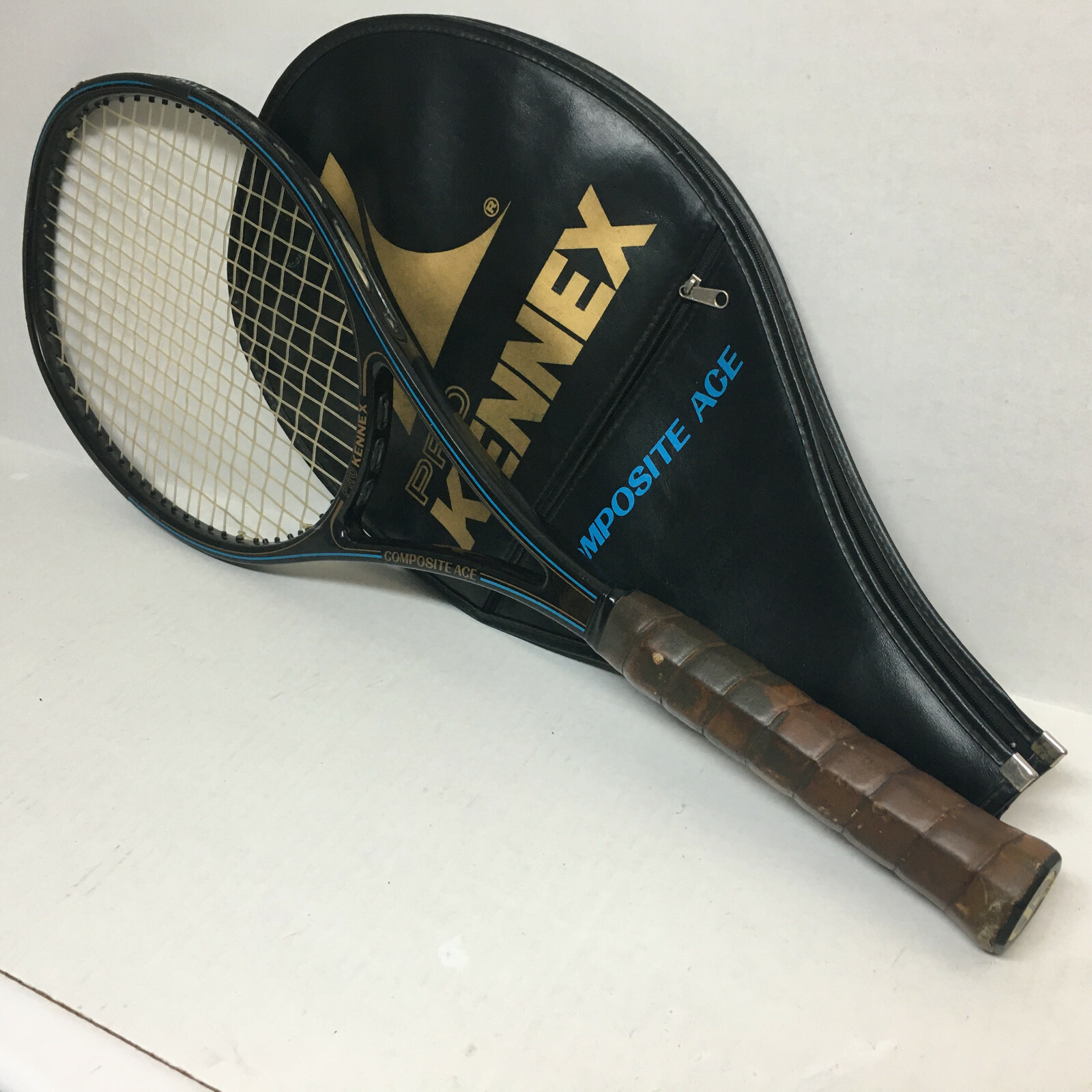 PRO KENNEX COMPOSITE ACE TENNIS RACQUET W/BAG 4 1/2" LEATHER GRIP WRAP ...
