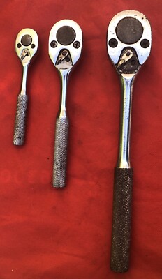 Vintage 1/4 3/8 & 1/2" PROTO 3 Piece Ratchet Set # 4749, 5249 & 5449 ...