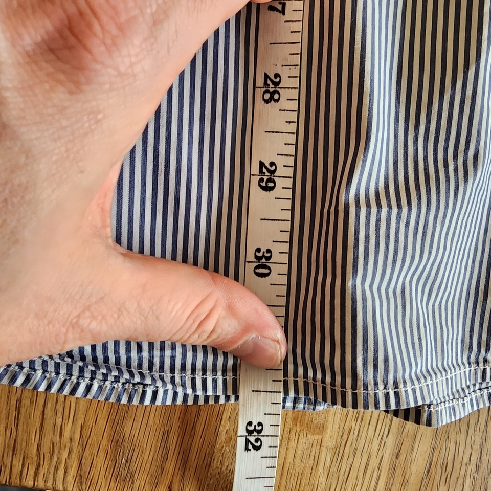 HUGO BOSS Orange Shirt Mens Extra Large Blue Striped Long Sleeve Snap ...