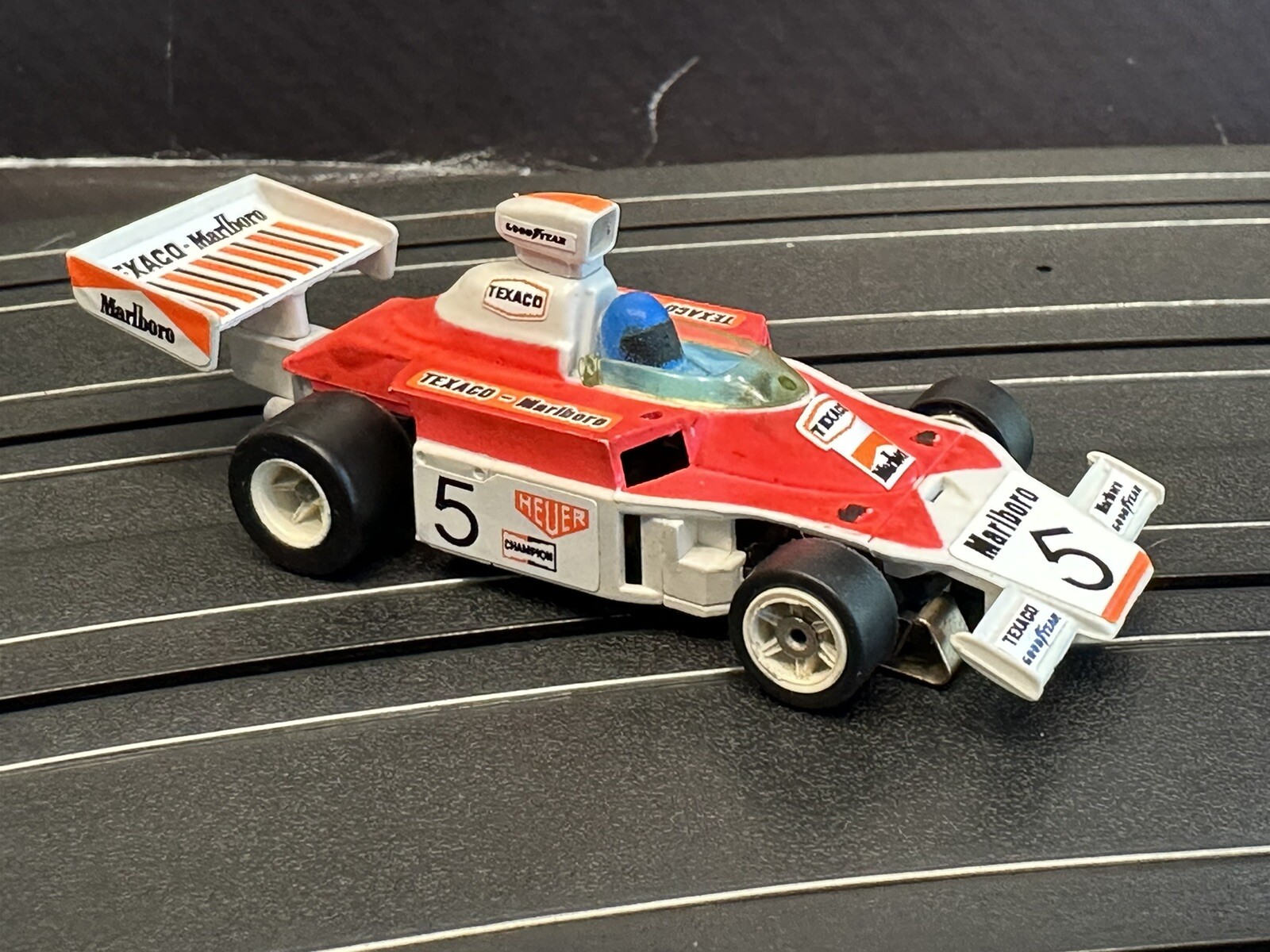 Aurora AFX HO Slot Car G-Plus Custom McLaren F1 White/Fluor. Red #5 ...