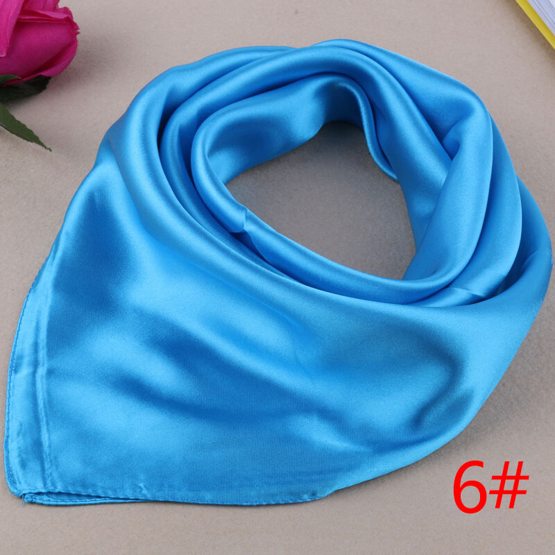 Women Plain Soft Silk Square Scarf Bandana Neckerchief Head Neck Wrap ...