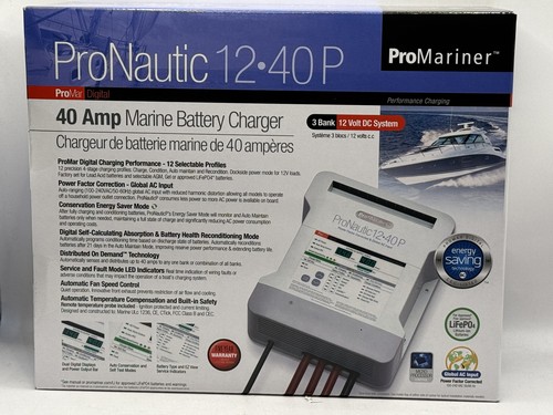 ProMariner 63140 ProNautic 1240P 40 Amp 3 Bank Battery Charger New Open ...