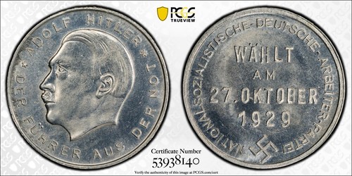 1929 Germany Weimar NSDAP Election Token C-4 Aluminum PCGS MS63 | eBay