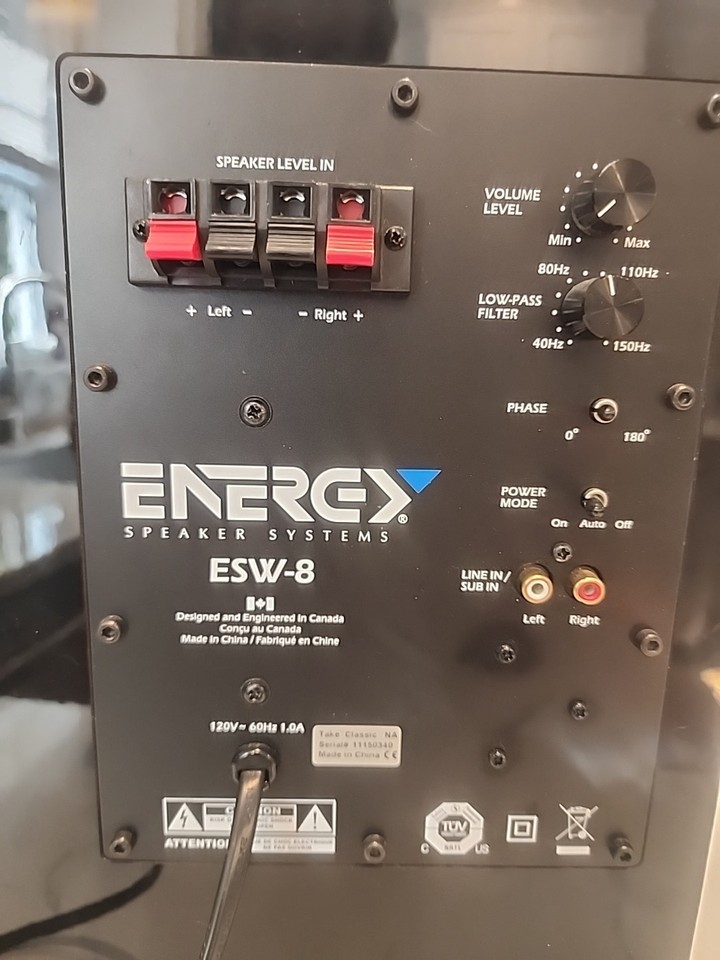Energy ESW-8 Home Theater 8” Speaker System Powered Subwoofer Only ...