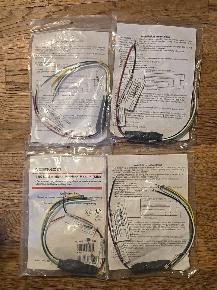 HONEYWELL ADEMCO 4193SN V-PLEX TWO ZONE EXPANDER 4 Pack Lot ...