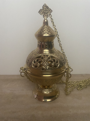 Traditional Triple Chain Brass Church Censer, Thurible w/Liner ...