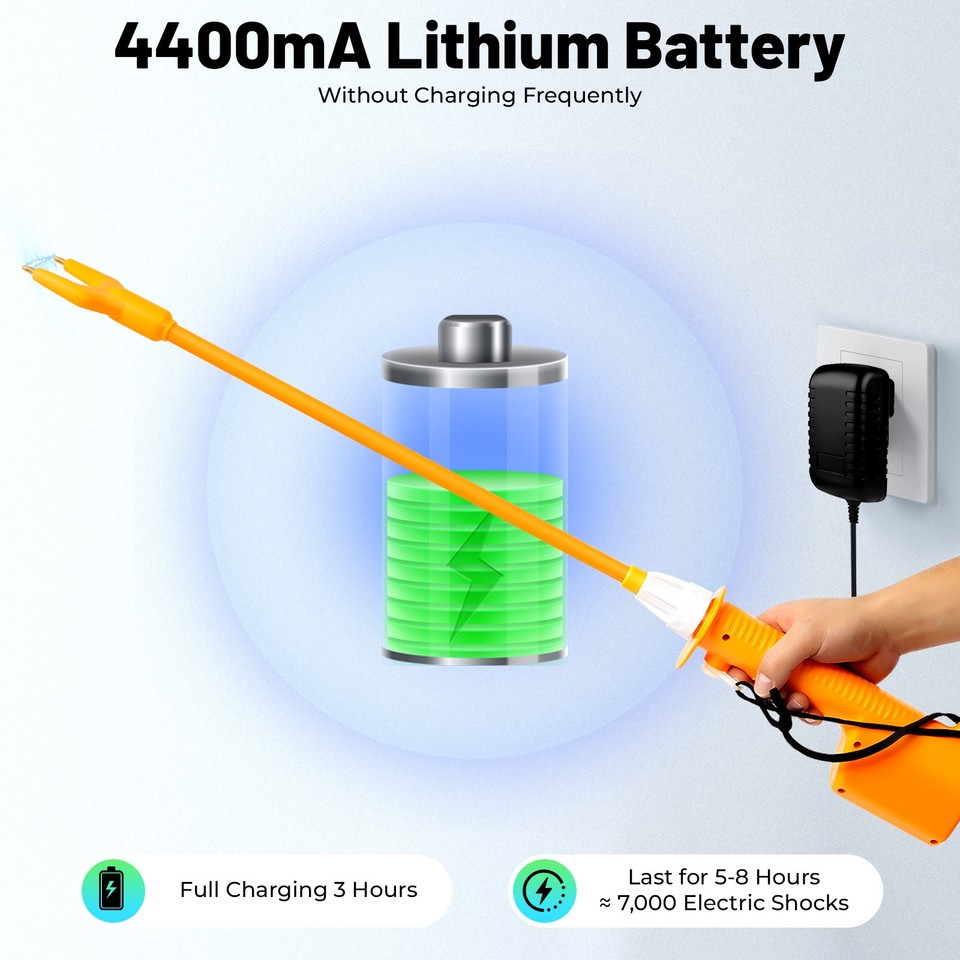 9000V Rechargeable Hot Shot Cattle Prod Stick Electric Shock Livestock ...