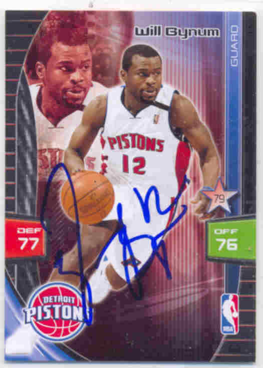 WILL BYNUM DETROIT PISTONS SIGNED 2009-10 BASKETBALL CARD GOLDEN STATE ...