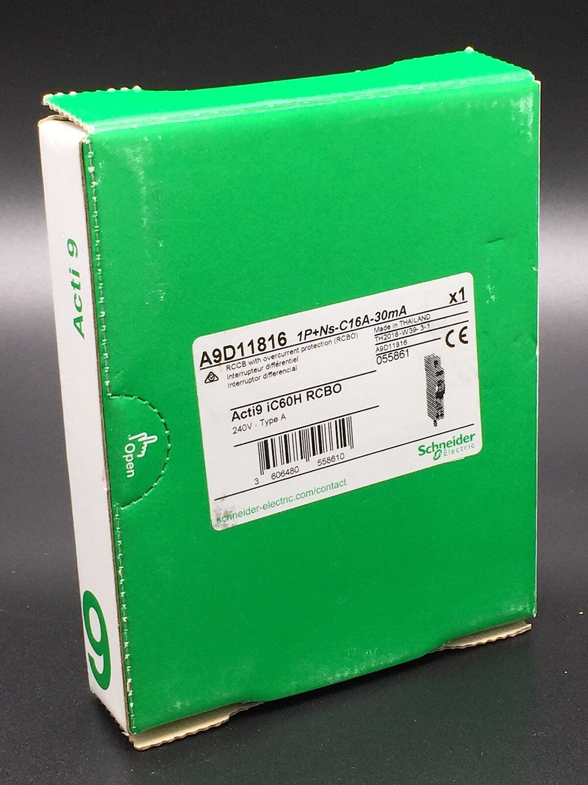 Schneider A9D11816 RCCB 1P+Ns C16A 10kA 30mA Acti9 iC60H RCBO 240V ...