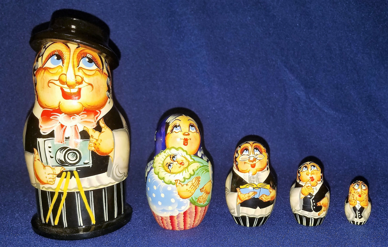 JEWISH BRIT BRIS SIMCHAT BAT Nesting Dolls SIGNED Wood hand painted ...
