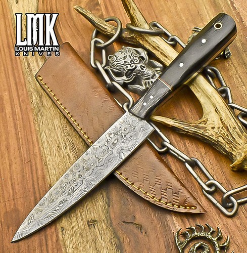 LMK Hot Item Full Tang Knife Rain Drop Damascus Ram's Horn Camping | eBay