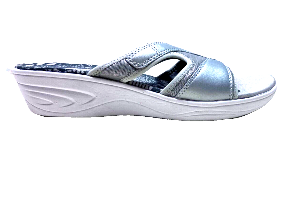 EASY SPIRIT SILVER SLIP ON WEDGE SANDAL, MARVE, ,SIZE 10 | eBay