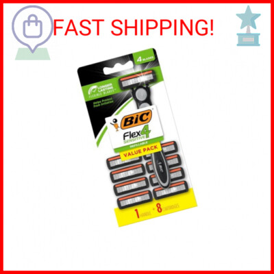 BIC Flex 4 Refillable Razors for Men, Long-Lasting 4 Blade Disposable ...