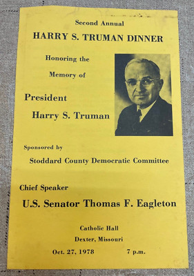 1978 Harry Truman Dinner Program US Senator Eagleton Catholic Hall ...