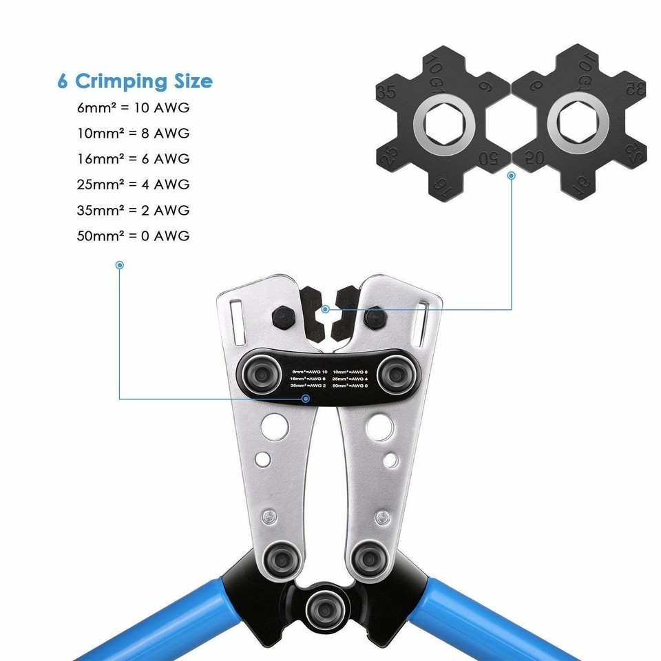 Large Wire Terminal Crimping Tool 6-50mm² Crimper Plier / 140PCS Cable ...