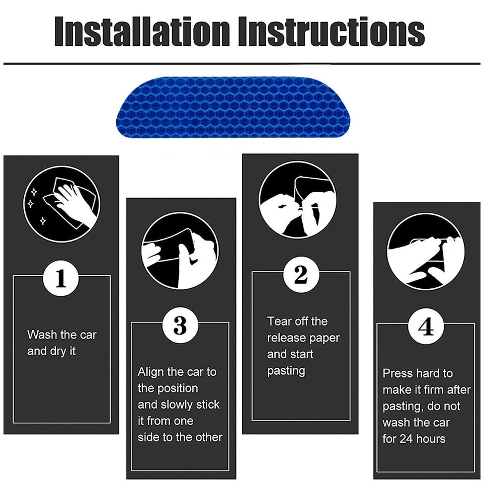4x Blue Reflective Tape Warning Safety Mark Car Door Sticker Car ...