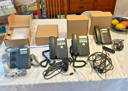 Lot of 4 Polycom Soundpoint 2 IP 331 2 VVX201 VoIP SIP2-Line Business ...