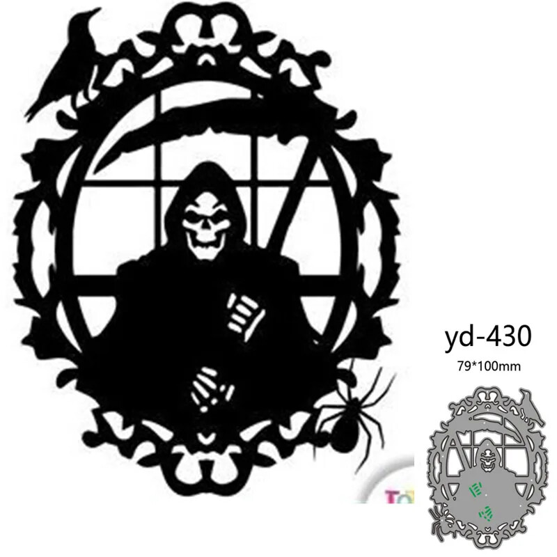 Halloween Grim Reaper Frame Metal Cutting Dies Scrapbooking Card Making ...
