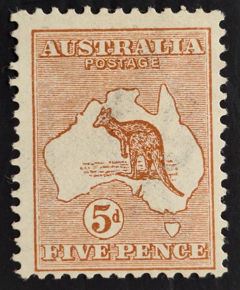1913 Australia 5d Chestnut Kangaroo stamp 1st WMK Mint Cat $250.00 ...