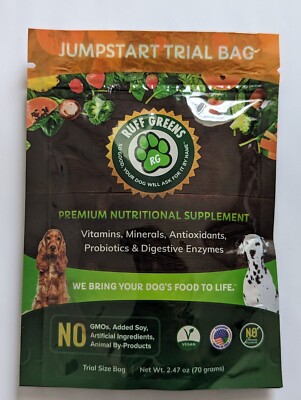 Ruff Greens - Trial Bag 2.47 OZ - All Sized Dogs Nutrition- Vegan, No ...