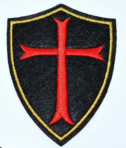 100x Knights Templar Shield Cross red Embroidered Iron On patch ≈2.3*3. ...