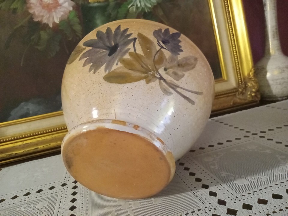 Vintage French Clay Hand Painted Floral Art Pottery Bowl 7.5" | eBay