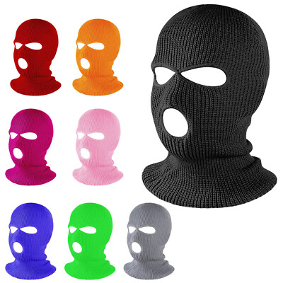 Balaclava 3 Hole Face Mask SAS Paintballing Black Army Military Ski ...
