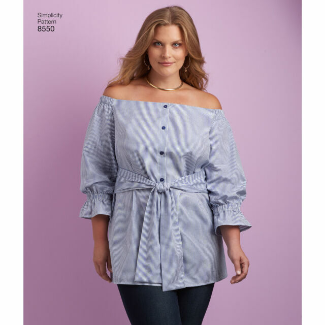 Simplicity 8550 Women off Shoulder Tunic Top Blouse Shirt Dress Pattern ...