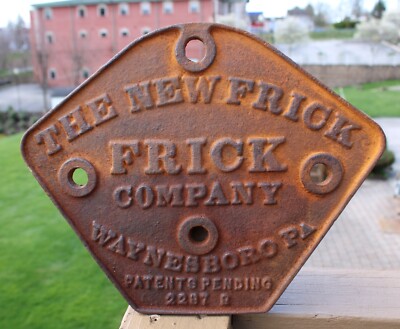 ANTIQUE THE NEW FRICK COMPANY AGRICULTURAL/FARM CAST IRON PLAQUE ...