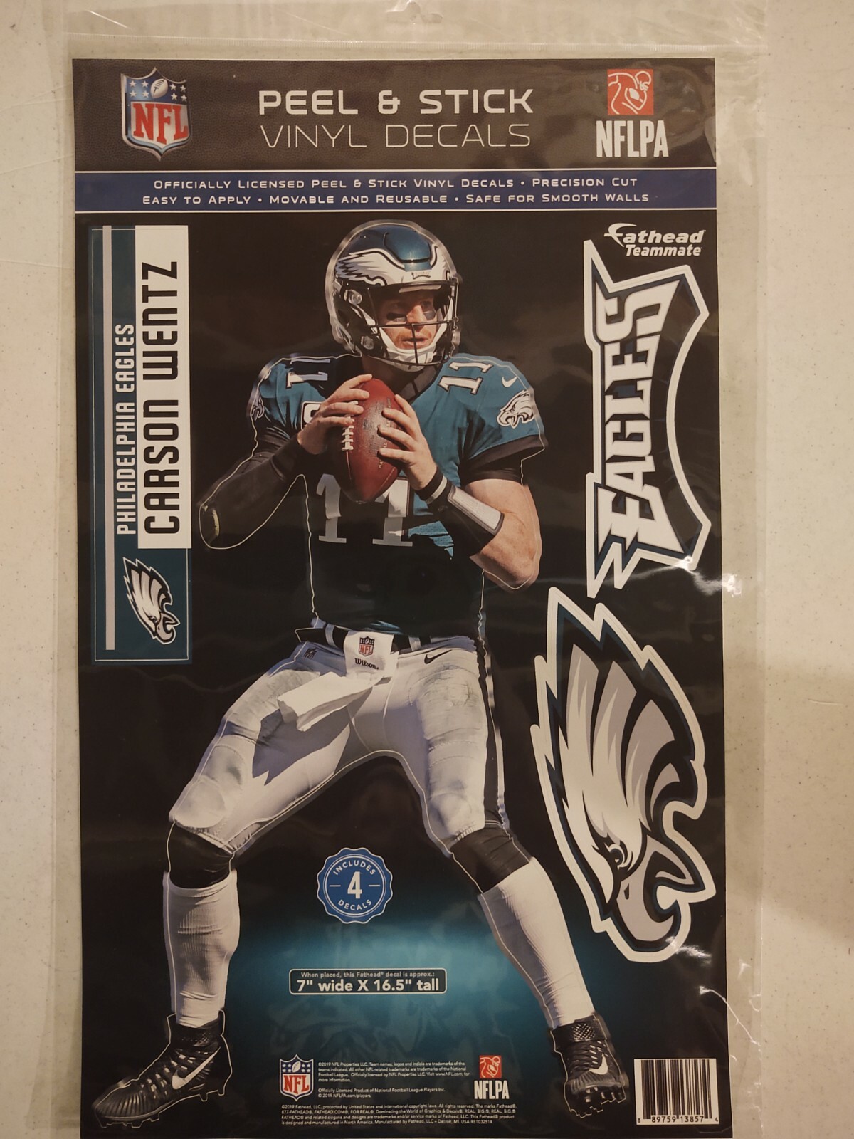 CARSON WENTZ PHILADELPHIA EAGLES 4 PIECE FATHEAD 11"X17" WALL GRAPHIC ...