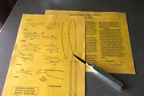 Rare Vintage Herb Dunkle Woodcarving 2" Knife w/LRG Turned Aluminum ...