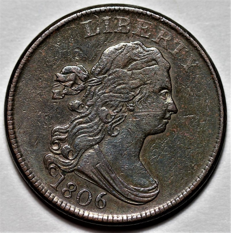 1806 Draped Bust Half Cent - Small 6/Stemless - Corrosion - US 1/2c ...