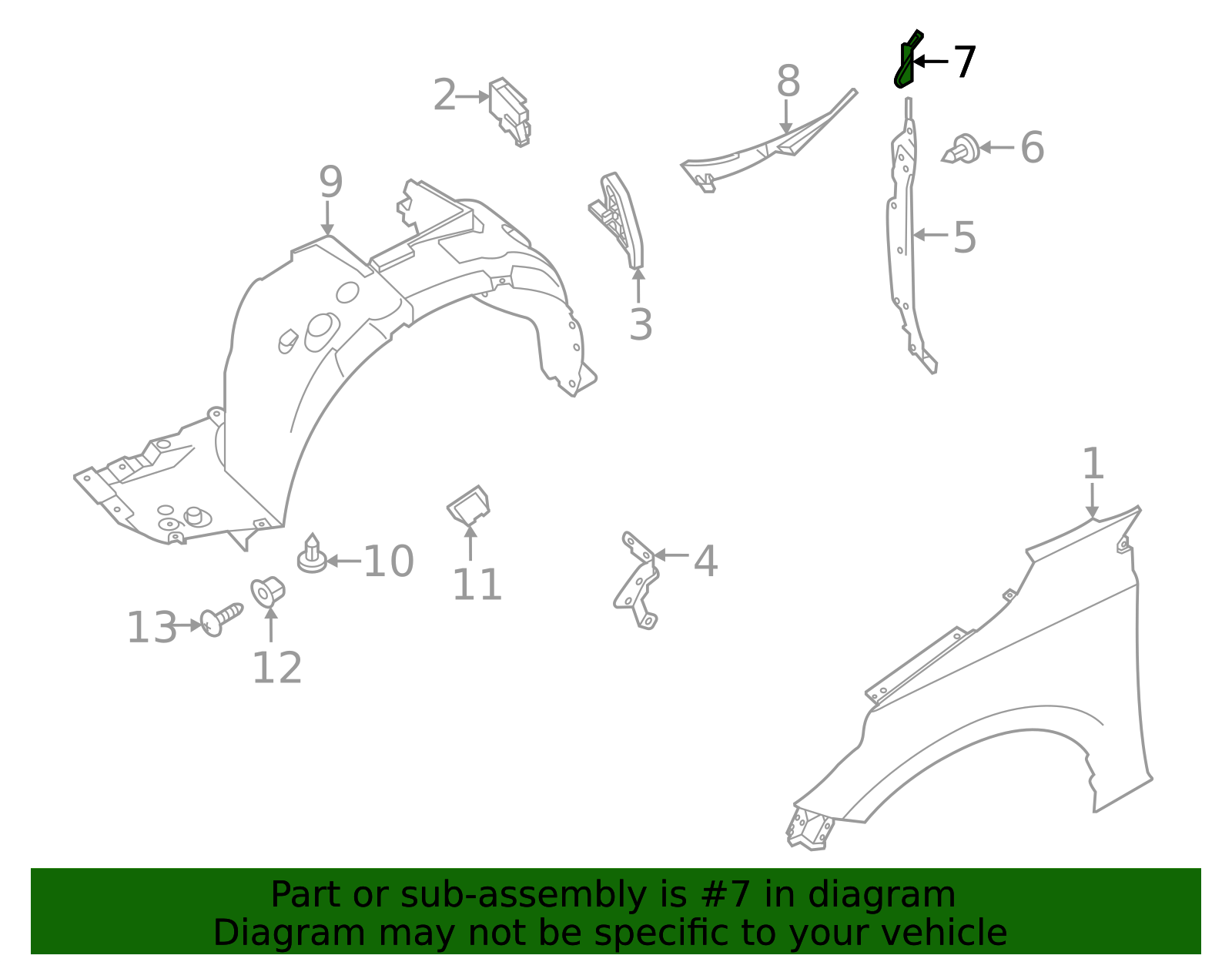 Genuine Nissan Cover Front Fender LH 668956LA0B / 66895-6la0b OEM for ...