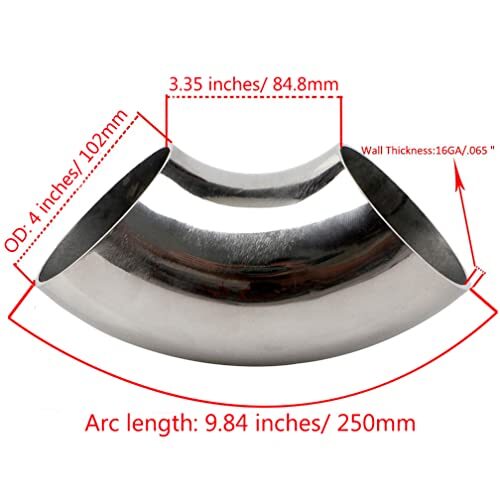 4 Inch Stainless Steel 90Â° Bend Elbow 16GA/065 Wall Modify Exhaust ...
