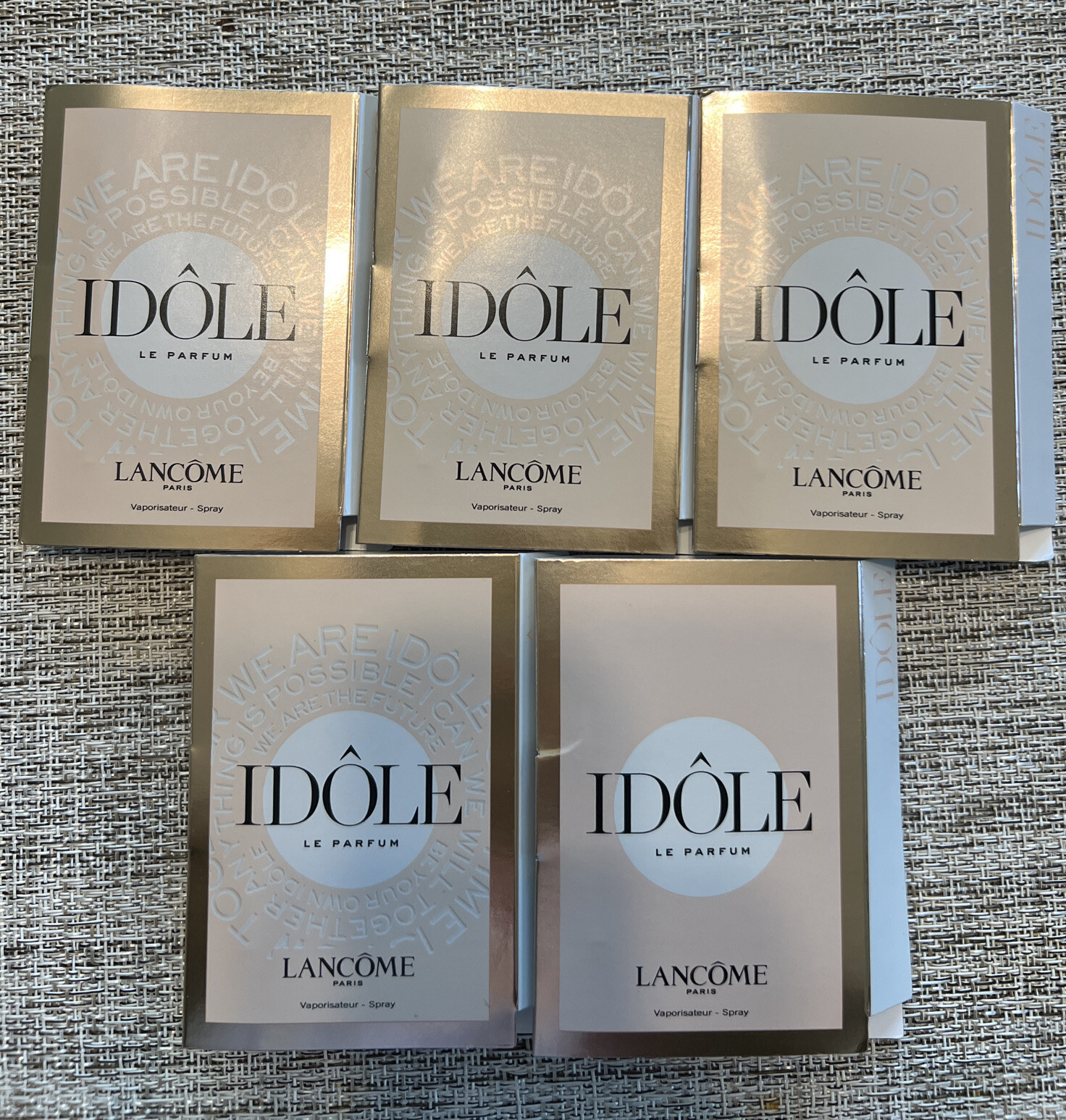 5X IDOLE LE PARFUM By LANCOME 0.04oz 1.2ml ea Spray Samples NEW ON CARD ...
