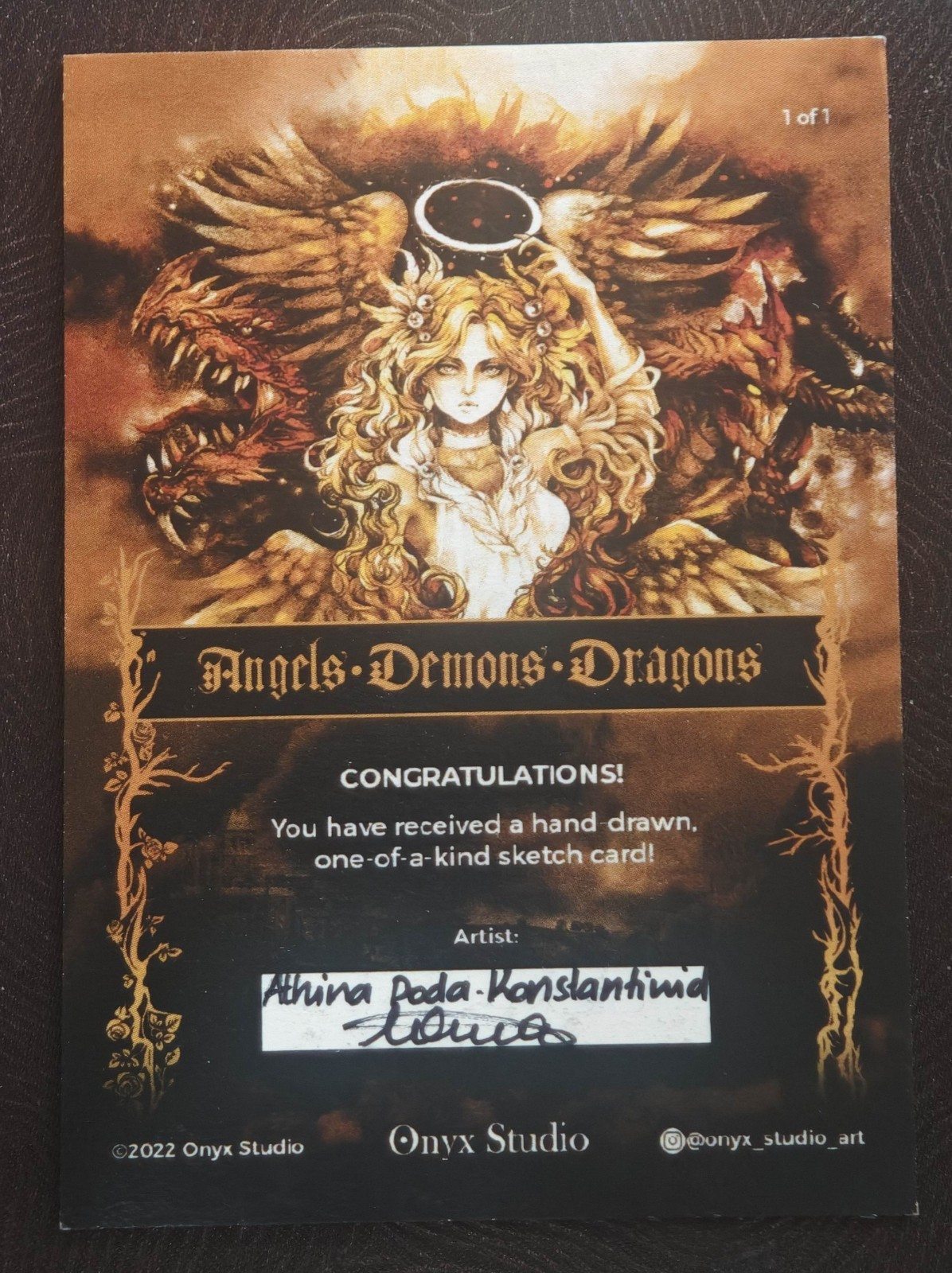 2022 Onyx Studio Angels Demons Dragons Sketch 1/1 By Athina Poda | eBay