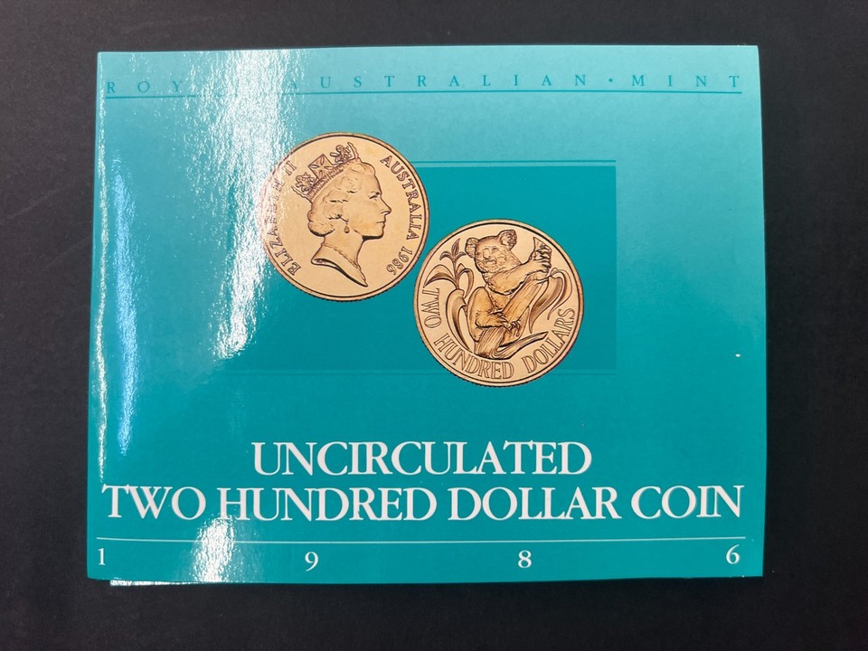 Rare Australia 10g 22 Carat Gold Coin - $200 (AUD) Koala 1986 UNC LOT ...
