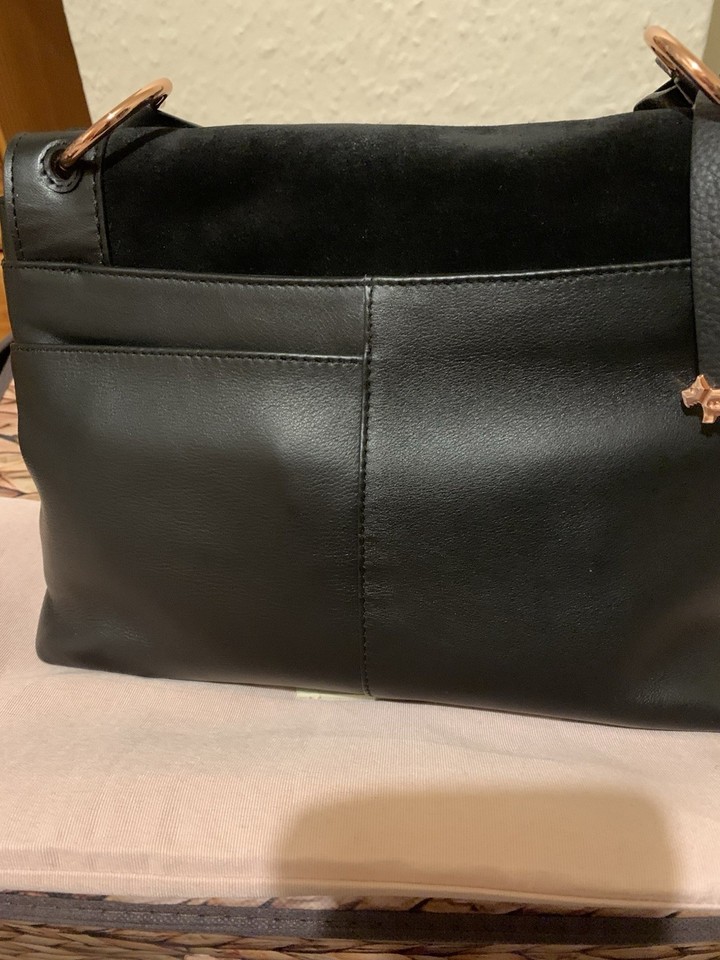 New Radley Black Leather And Suede Handbag With Dust bag. | eBay UK