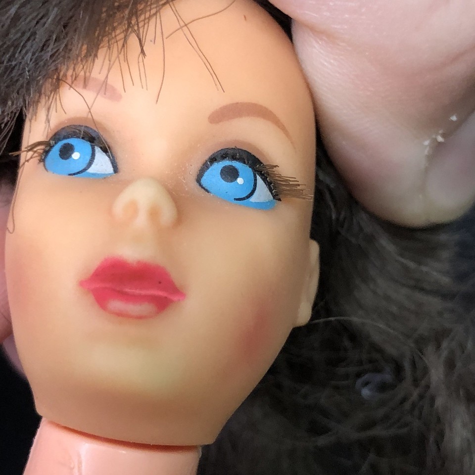 Vintage Barbie Doll 1960s Brunette Hair Blue Eyes Rooted Eyelashes | eBay