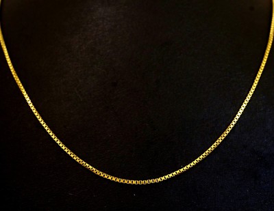 22K 22CT YELLOW GOLD BOX CHAIN UNISEX NECKLACE JEWELRY 20 INCHES ...