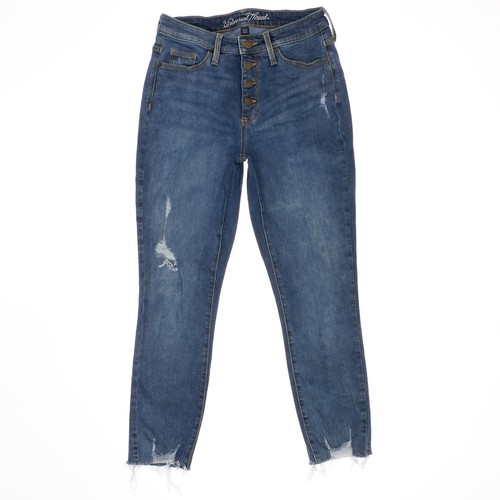Universal Thread Jeans 4 High Rise Skinny Crop Button Distress Blue ...